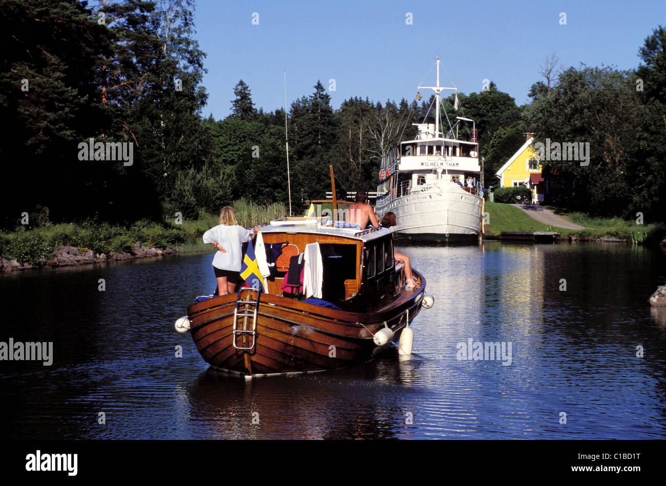 Sweden, area of Malaren, Göta Kanal waterway, the Wilhelm Tham boat ...