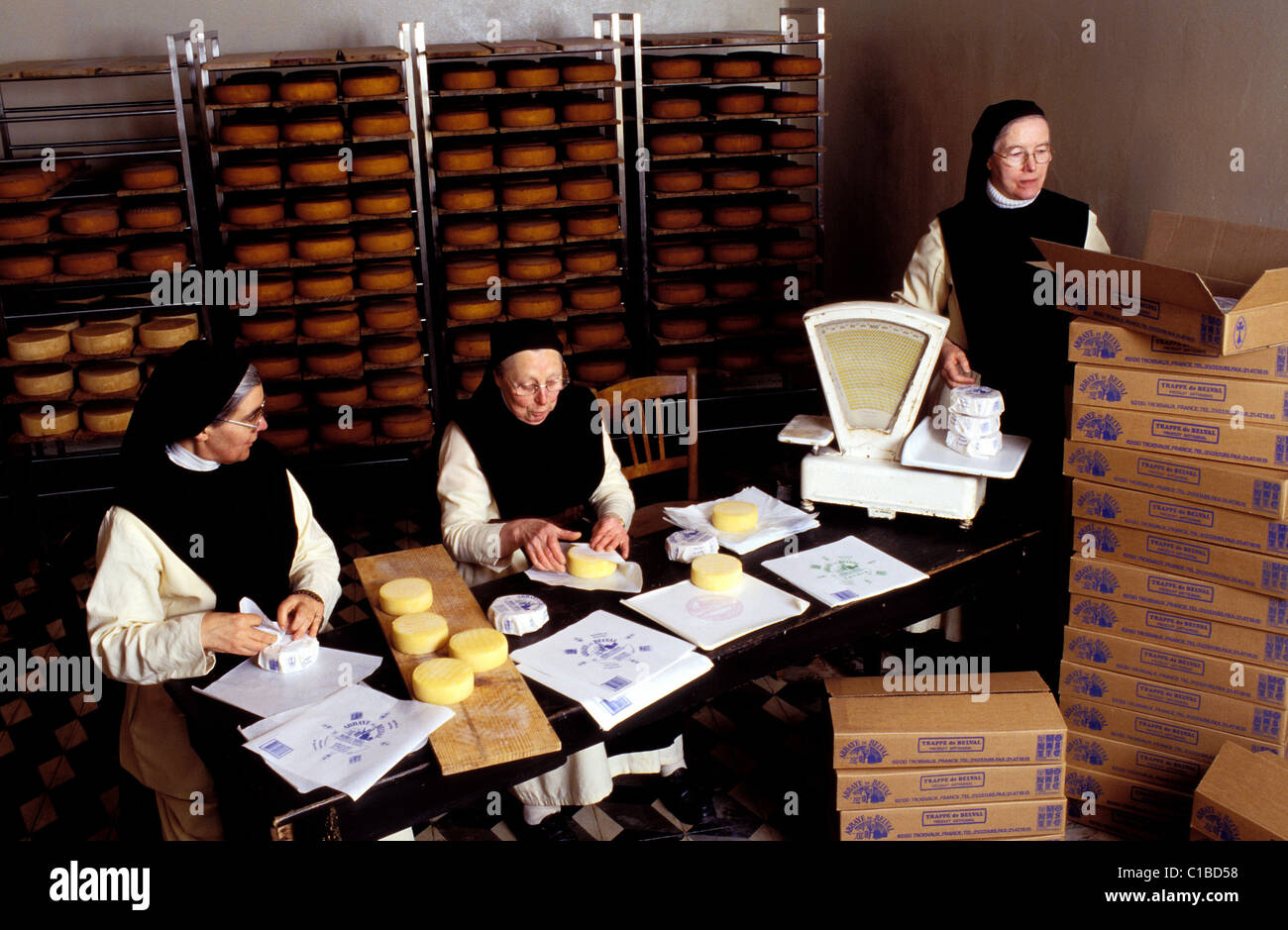 France, Pas de Calais, Troisvaux, Belval Abbaye, monastic cheese maker ...