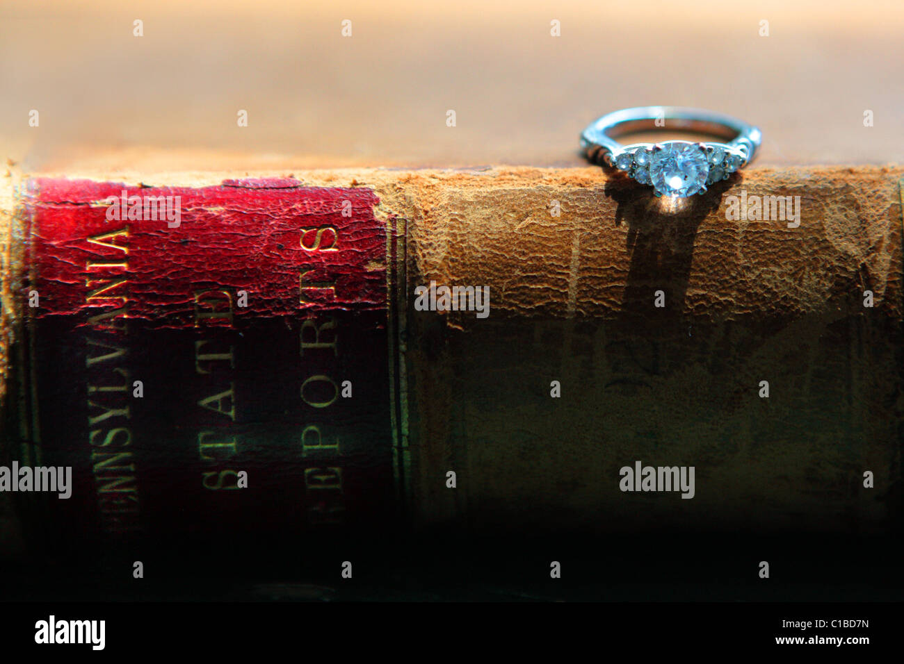 OLD BOOK RING ENGAGEMENT SILVER PLATINUM JEWELRY Stock Photo - Alamy