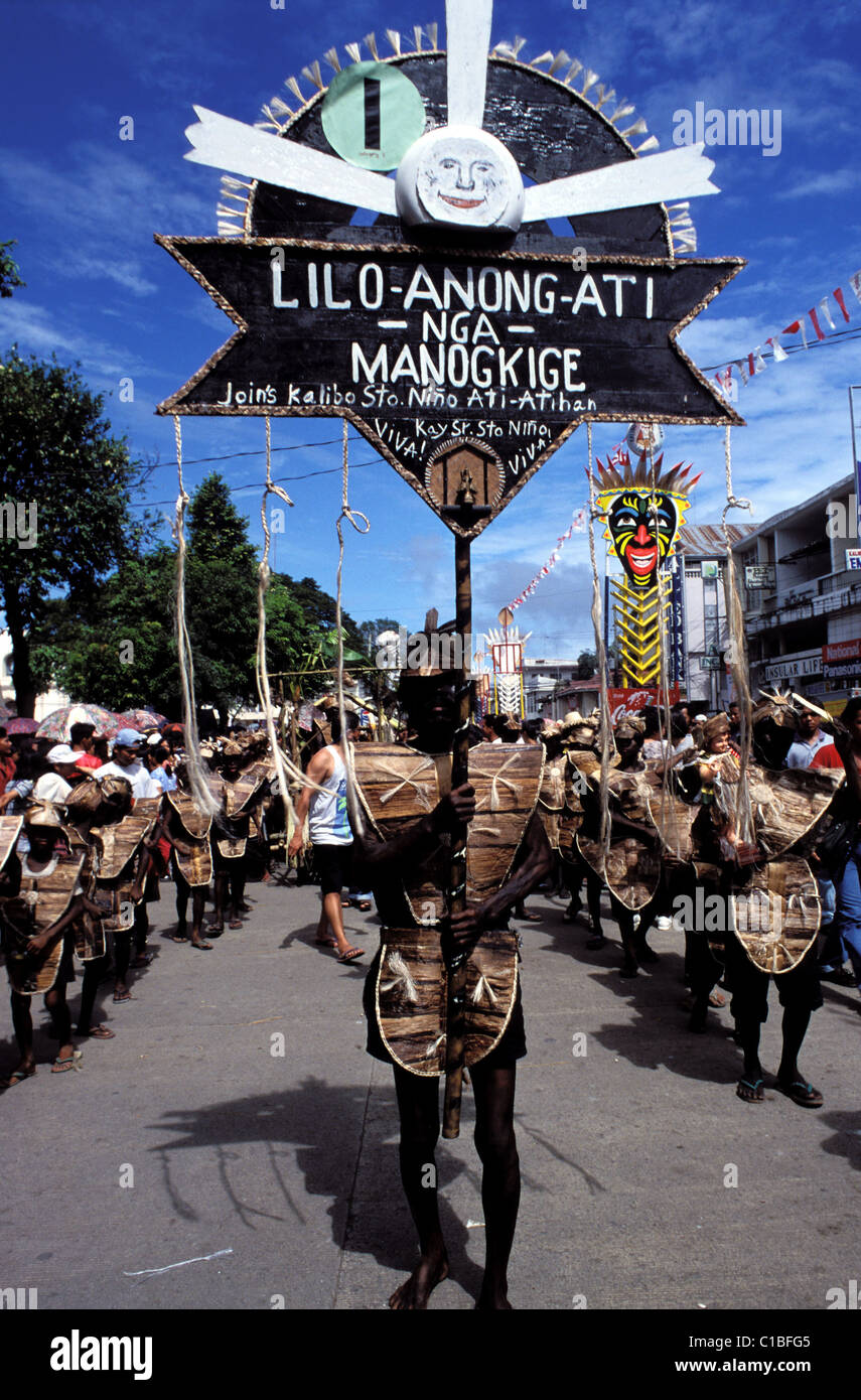 Philippines, Panay Island, Aklan province, Kalibo, Ati-Atihan festival ...