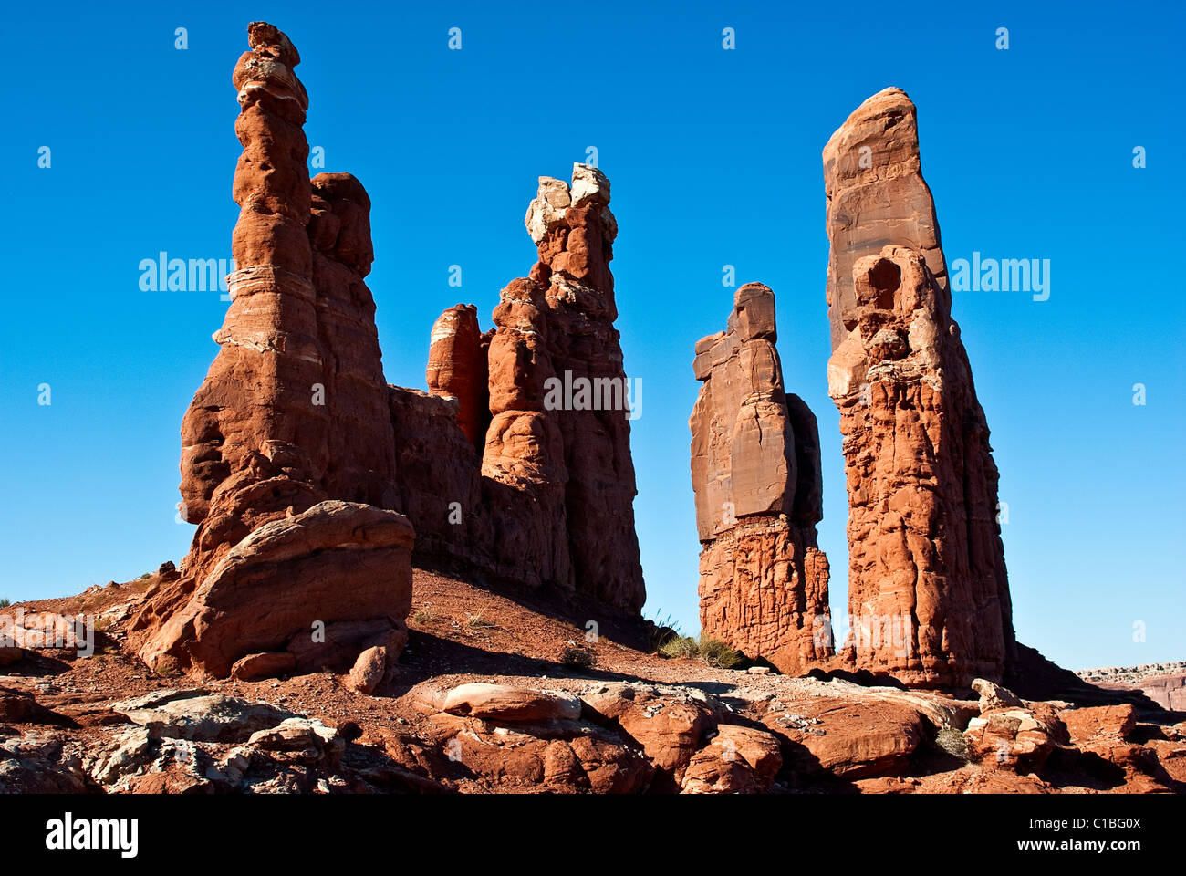 USA, Utah, Moab. Determination Towers monolith group in Courthouse ...