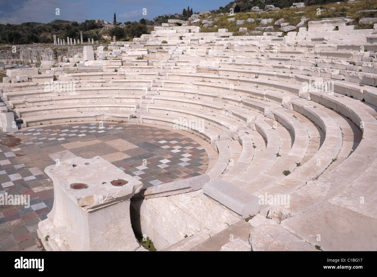 Ancient Greek amphitheater in Ancient Messini in Greece Stock Photo - Alamy