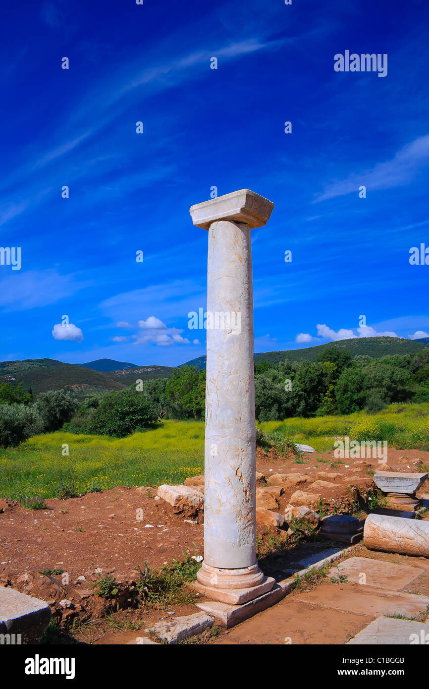 Ancient Greek column in Ancient Messini stadium in Greece Stock Photo ...
