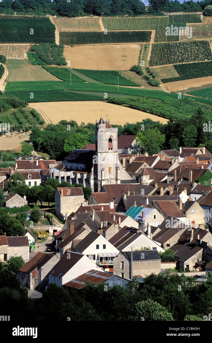 France, Yonne, Irancy, village is surrounded by the vineyard Stock ...