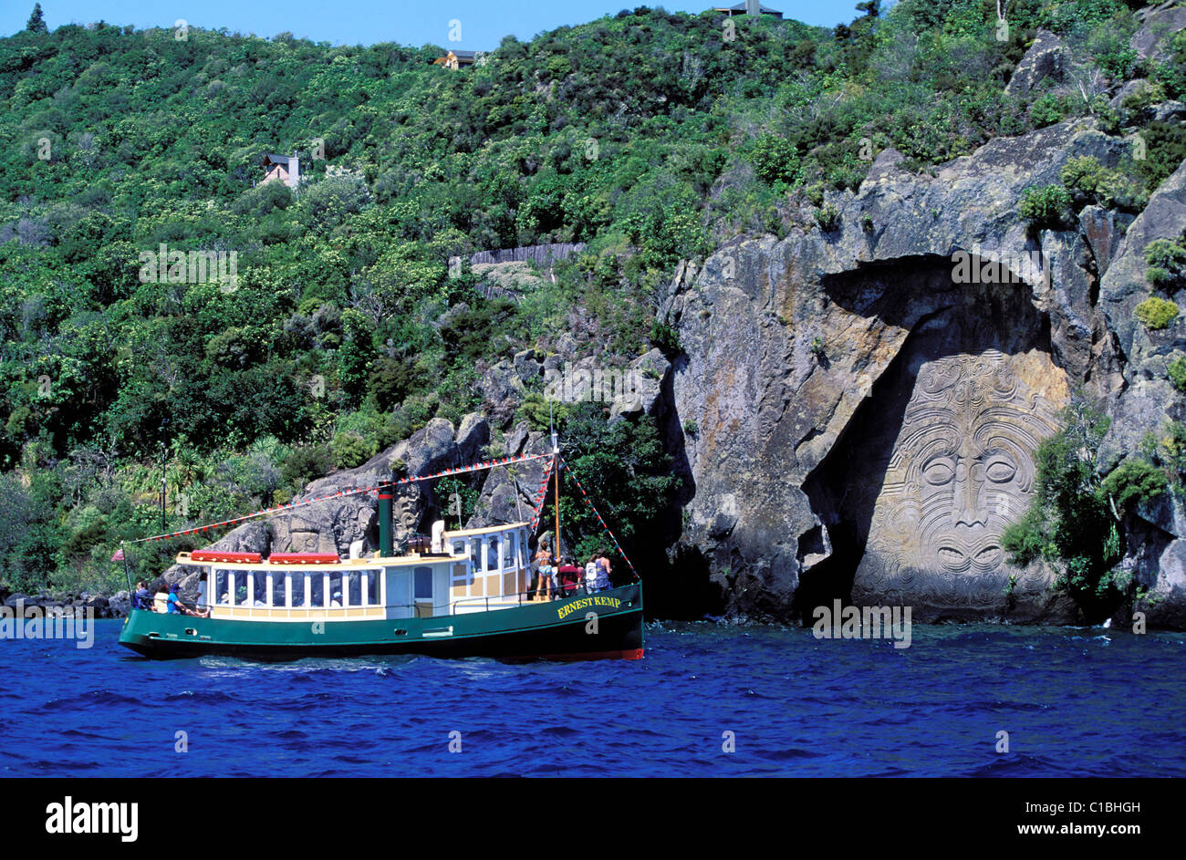 New Zealand, North Island, Lake Taupo, Maori sculptures Stock Photo - Alamy