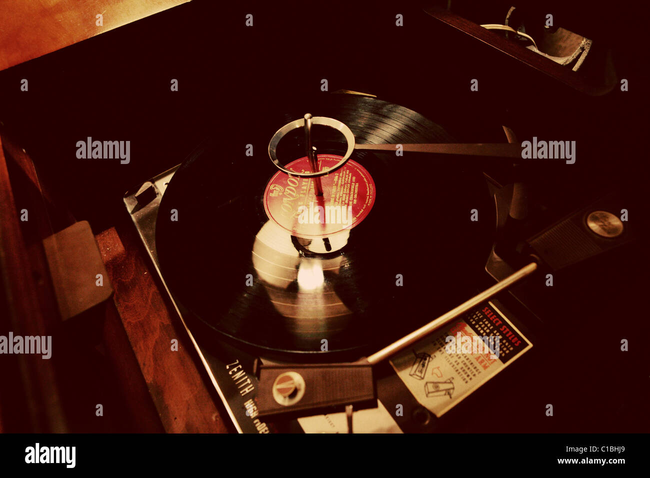 OLD VINYL RECORD PLAYER TURNTABLE ORIGINAL VINTAGE BLACK Stock Photo ...