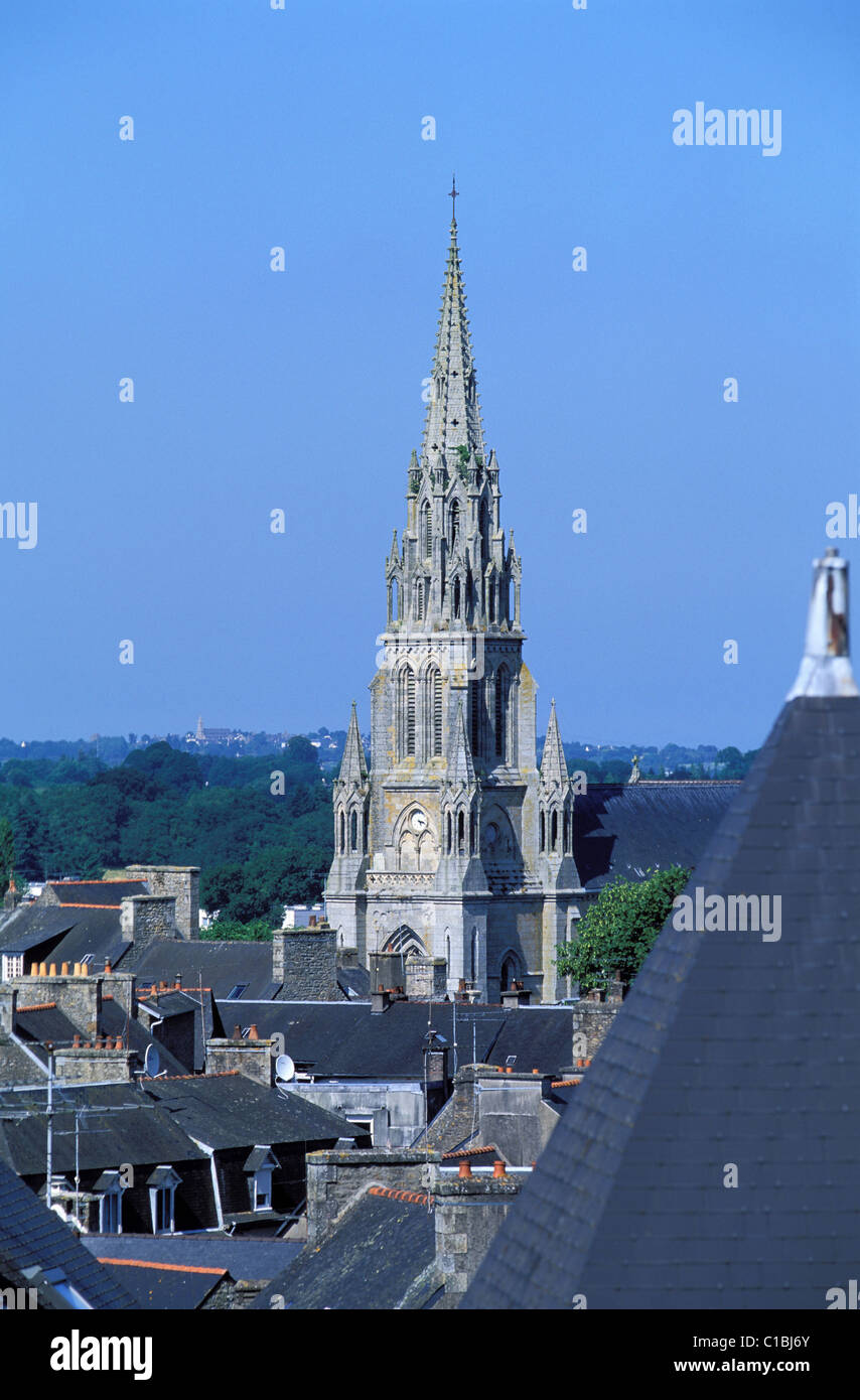 France, Cotes d'Armor, Quintin, sight on the city and the basilica ...