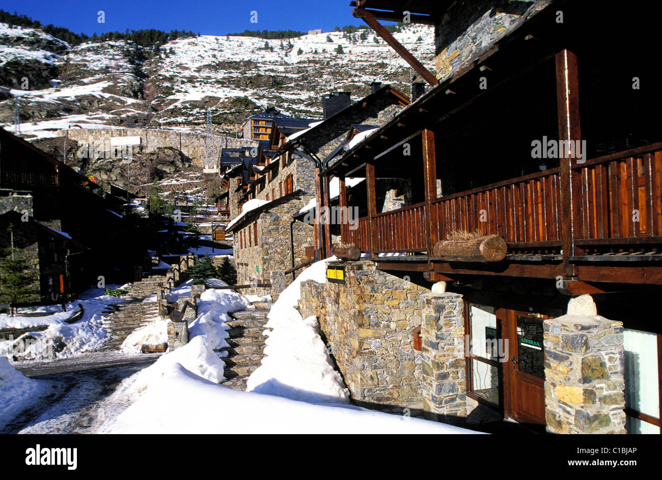 Principality of Andorrra, El Tarter village Stock Photo - Alamy