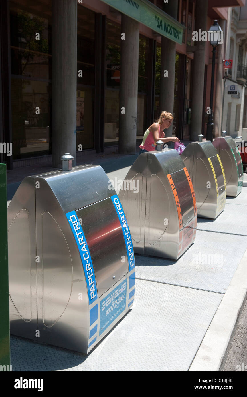 Person throw trash Receptacle garbage collection containers bins Palma ...