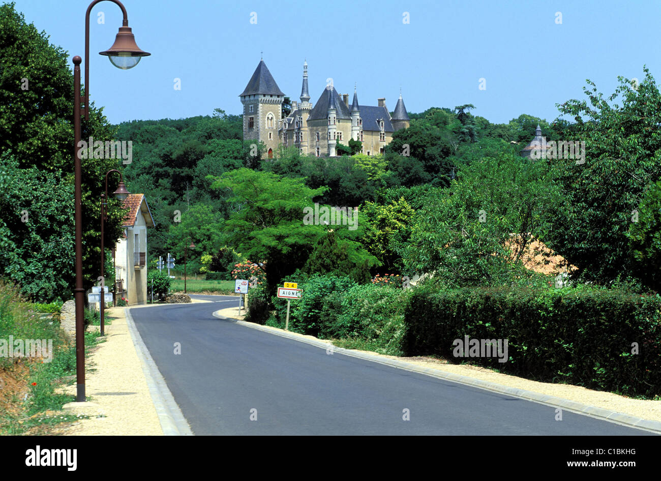 France, Vienne, Aigne, entry of the village and the castle Stock Photo ...