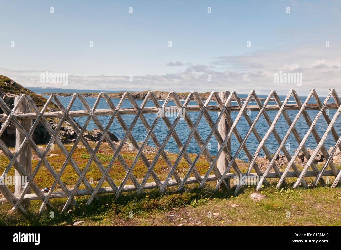 Crosshatch fence near John Cabot statue, Cape Bonavista, Bonavista ...