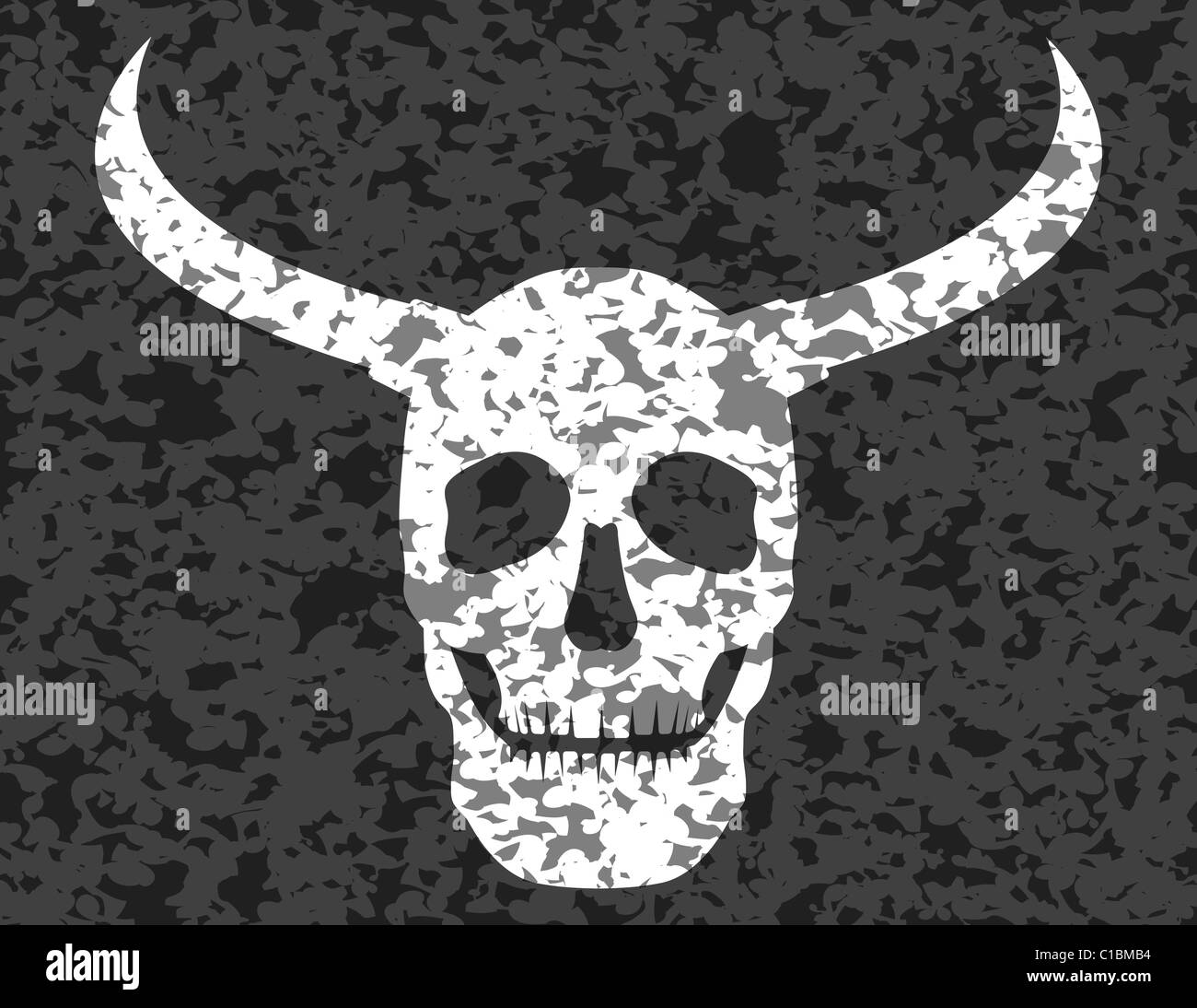 Grunge Horned Human Skull Stock Photo - Alamy