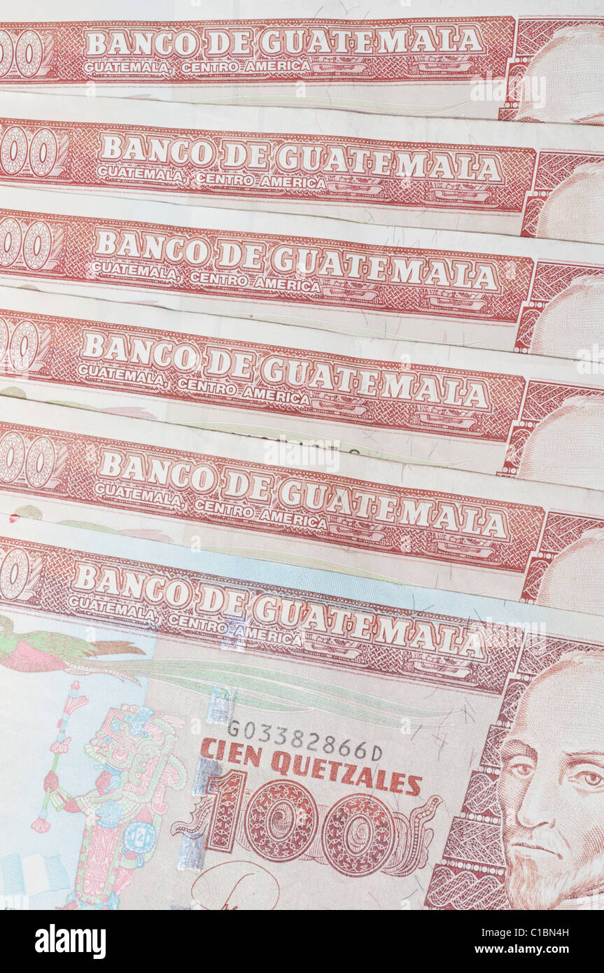 100 Guatemalan quetzales, bank notes, one hundred currency/money Stock ...