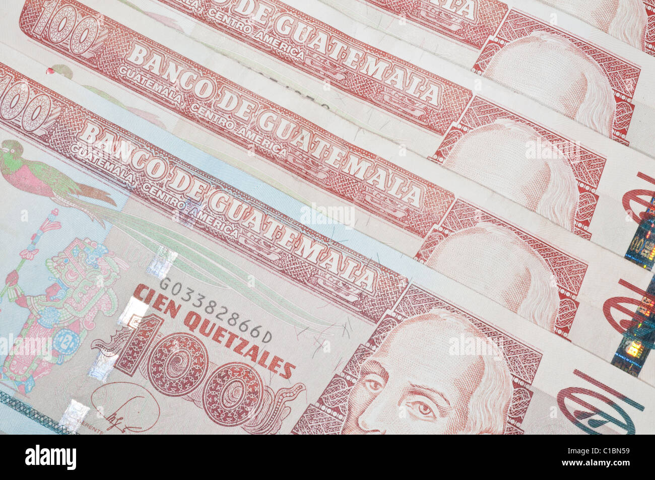 100 Guatemalan quetzales, bank notes, one hundred currency/money Stock ...