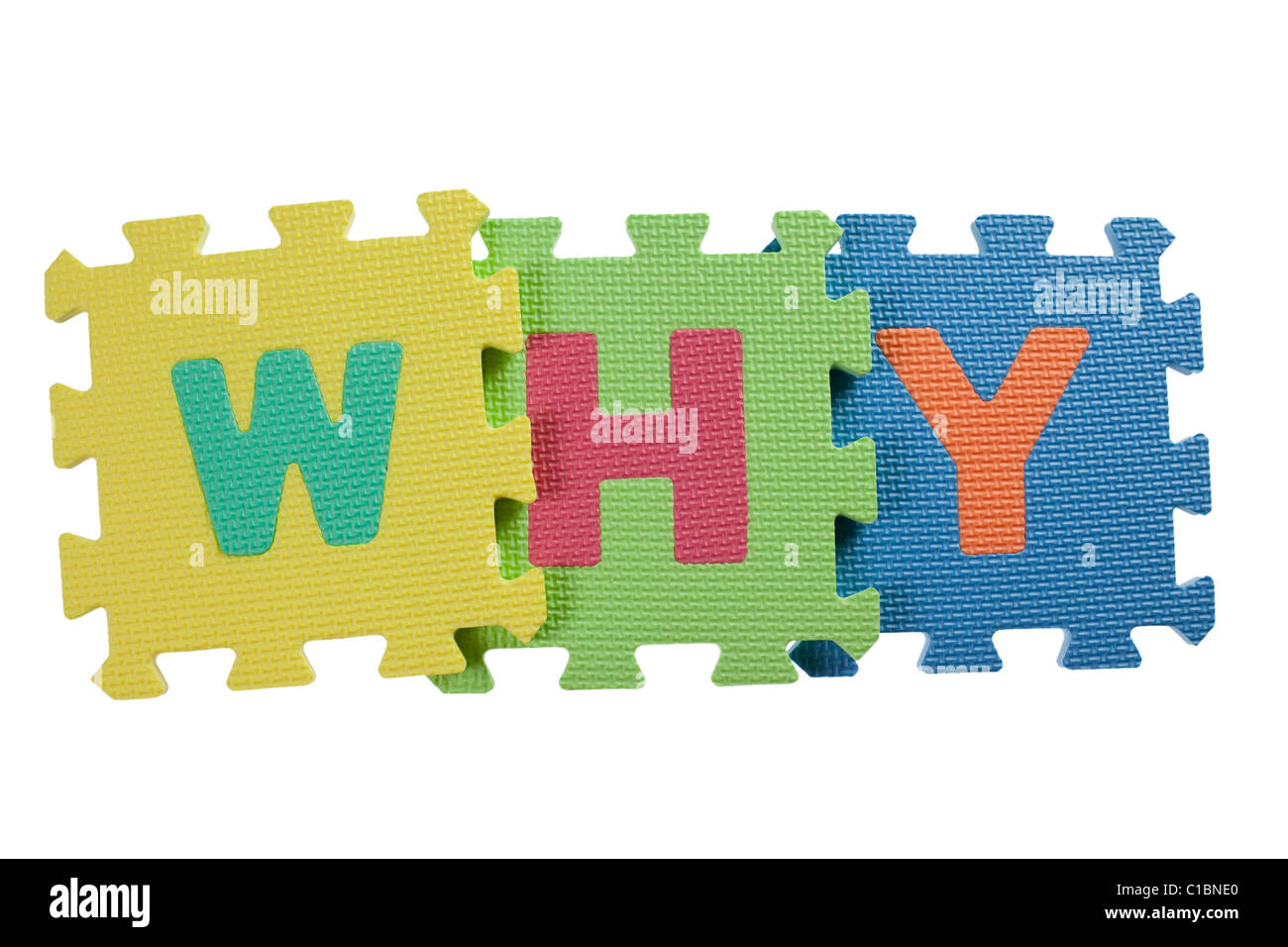 Alphabet blocks forming the word WHY isolated on white background Stock ...