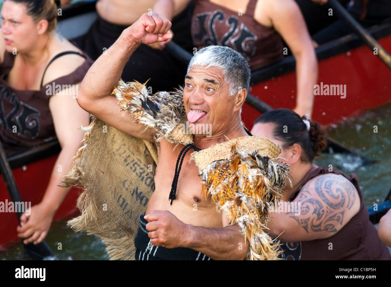 Waka Karakia - the blessing of the waka, Te Tii Beach, Waitangi, New ...