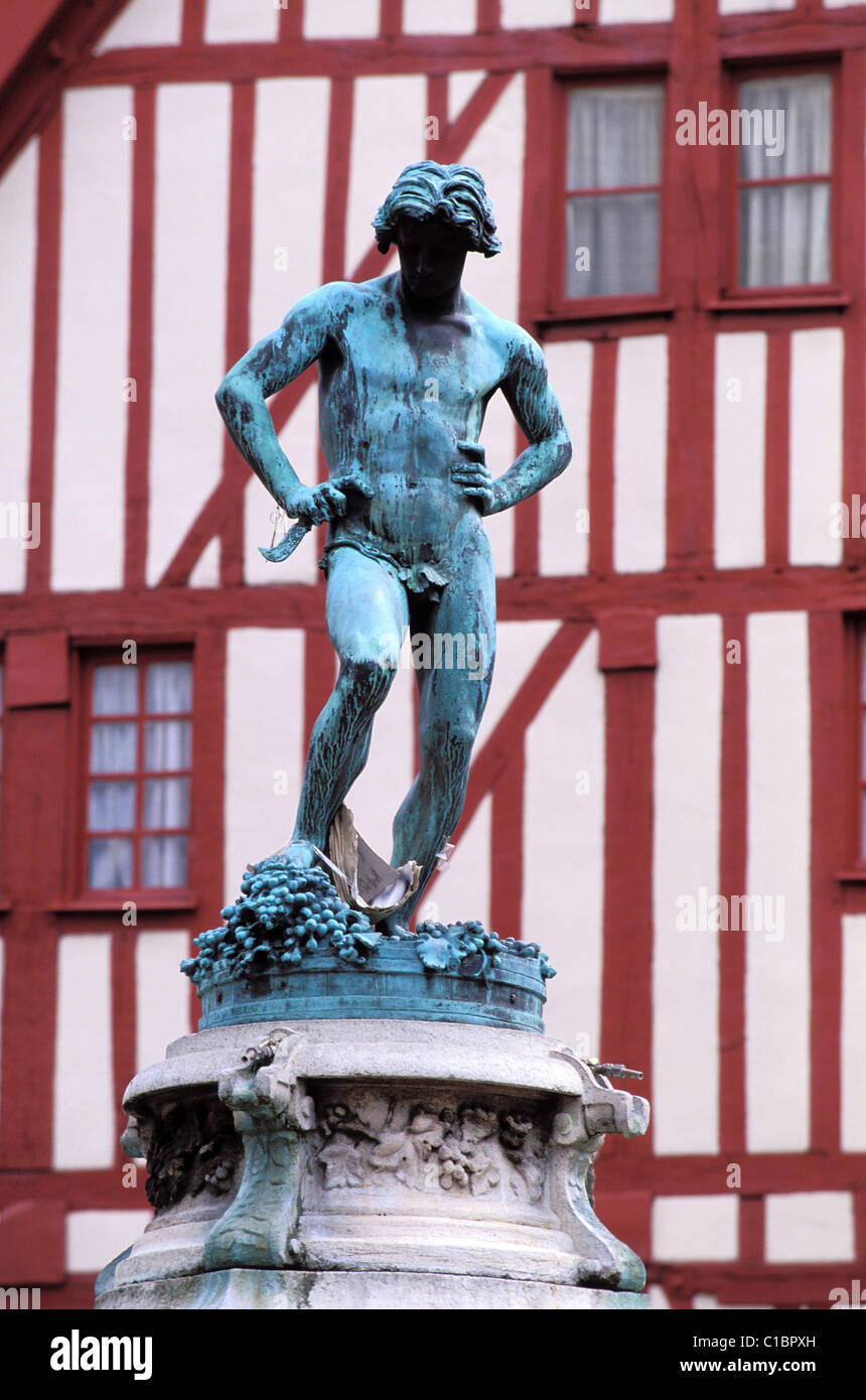 France, Cote d'Or, Dijon, Francois Rude square and the Bareuzai statue ...