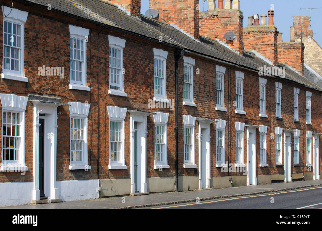 Old Georgian style terraced houses on Market Place in the historic ...