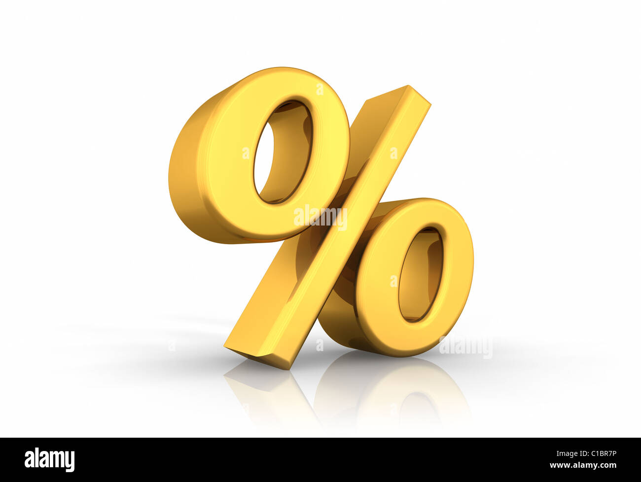 3D illustration of gold percent, isolated on white background Stock ...