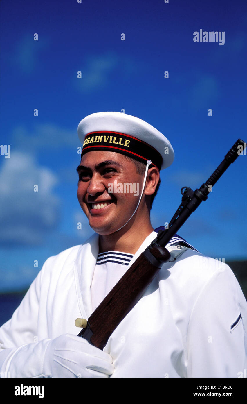 France, French Polynesia, a young seaman armed with a riffle Stock ...