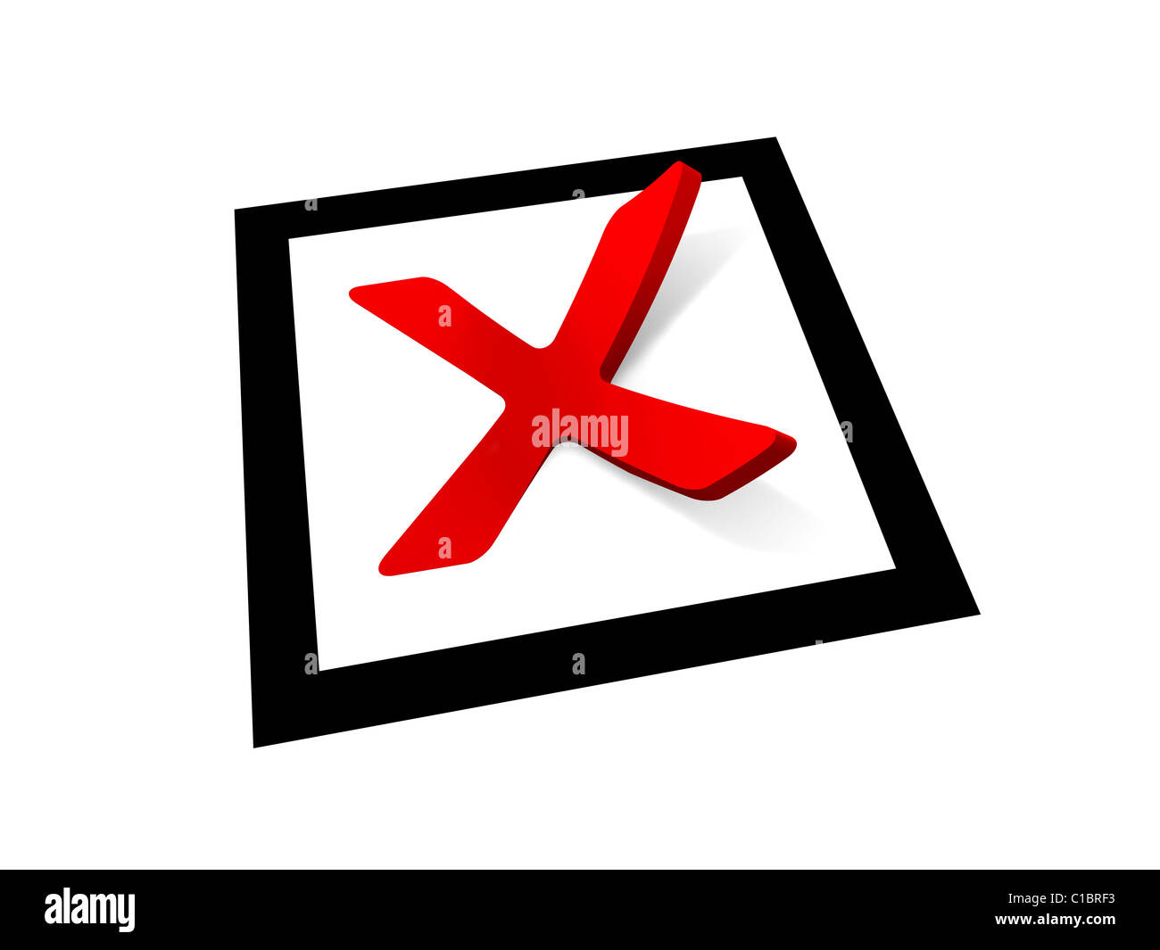 Red check mark outgoing from a black square Stock Photo - Alamy