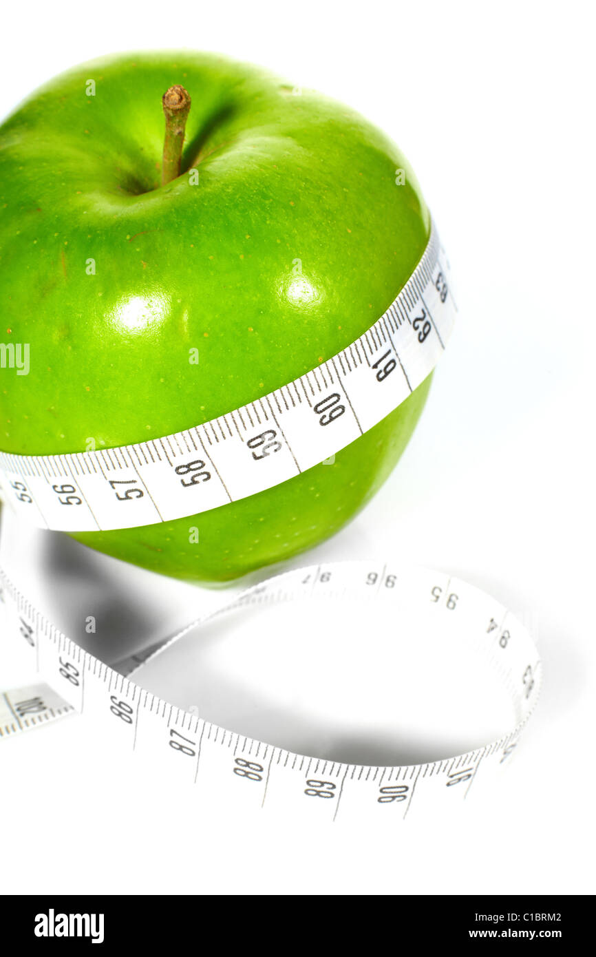 Green apples measured the meter, sports apples Stock Photo - Alamy