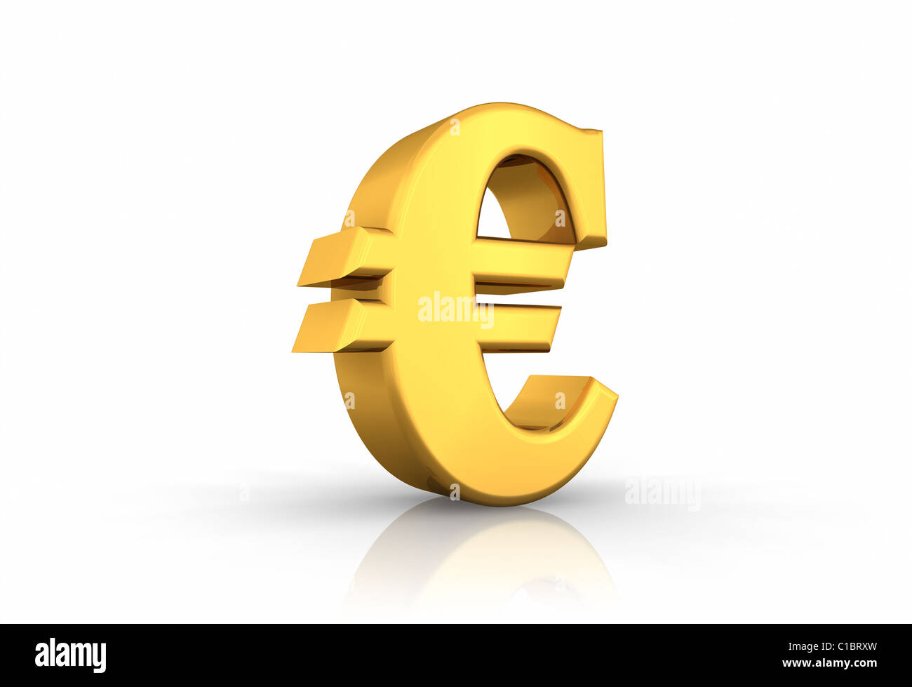 3D illustration of gold euro sign, isolated on white background Stock ...