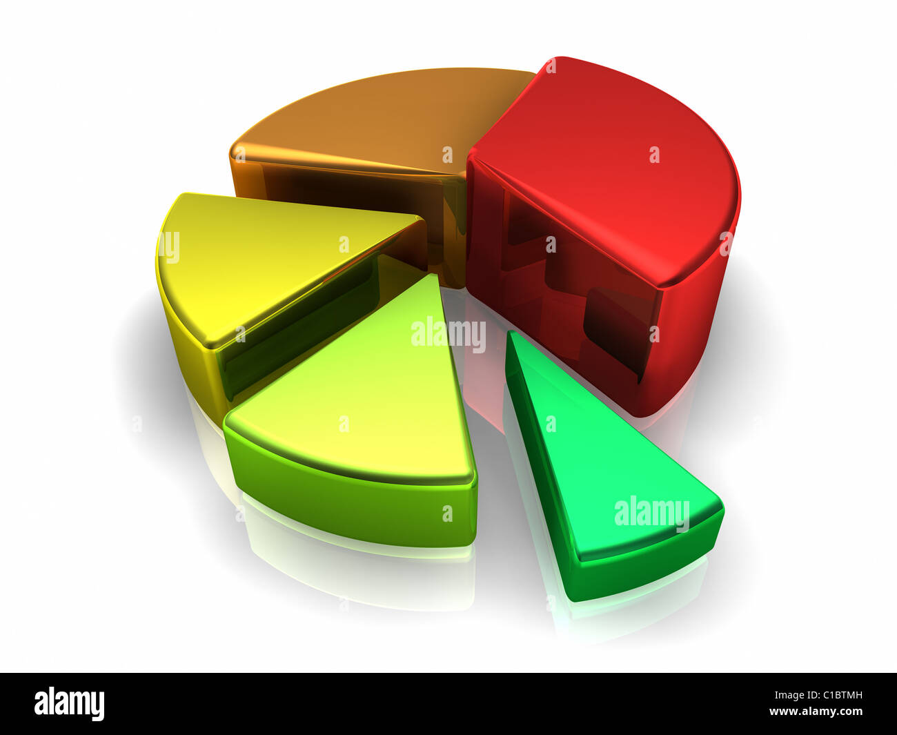 Colorful metallic pie chart on white background Stock Photo - Alamy