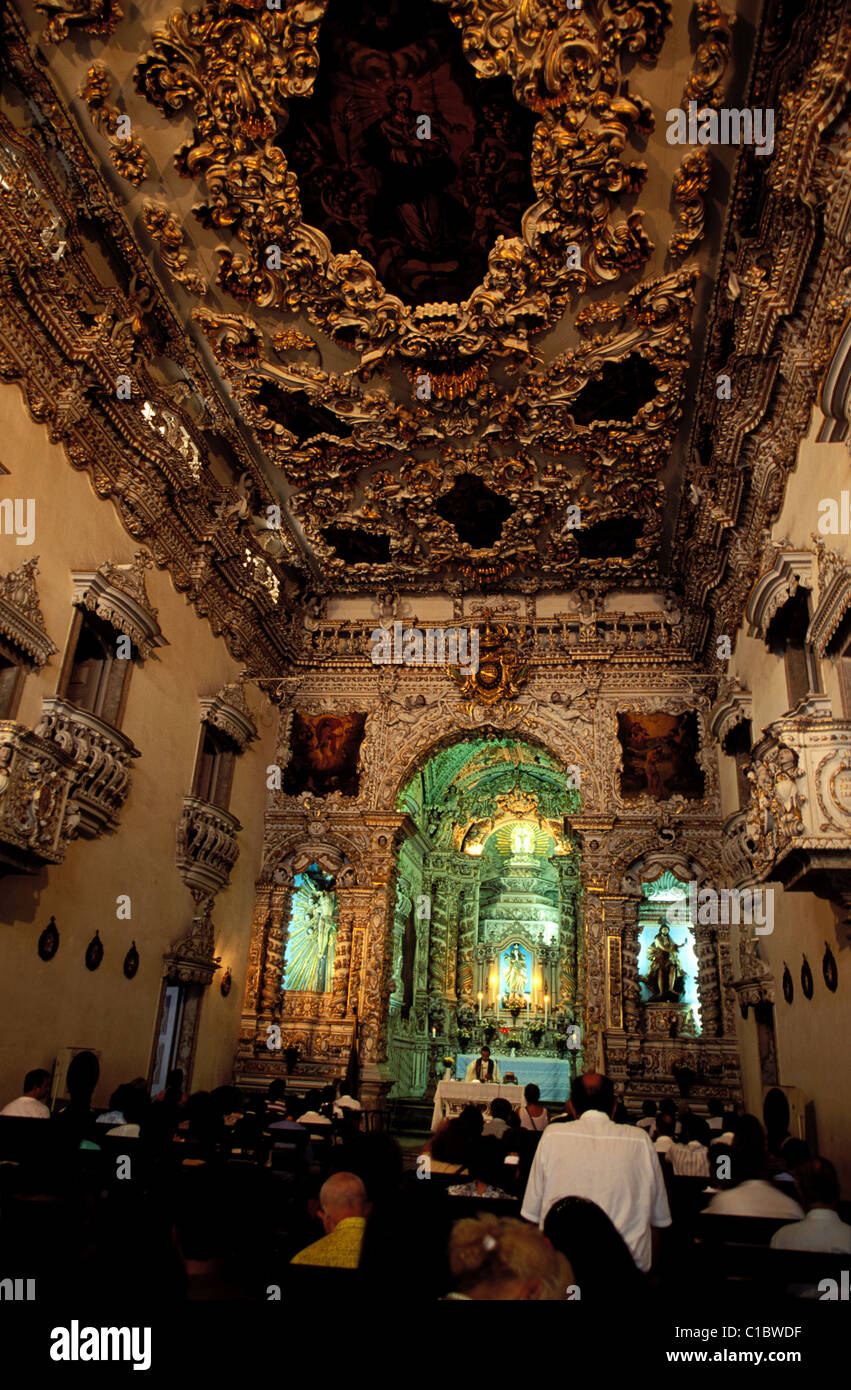 Brazil, state of Pernambouco, Recife, interior of a baroque church ...