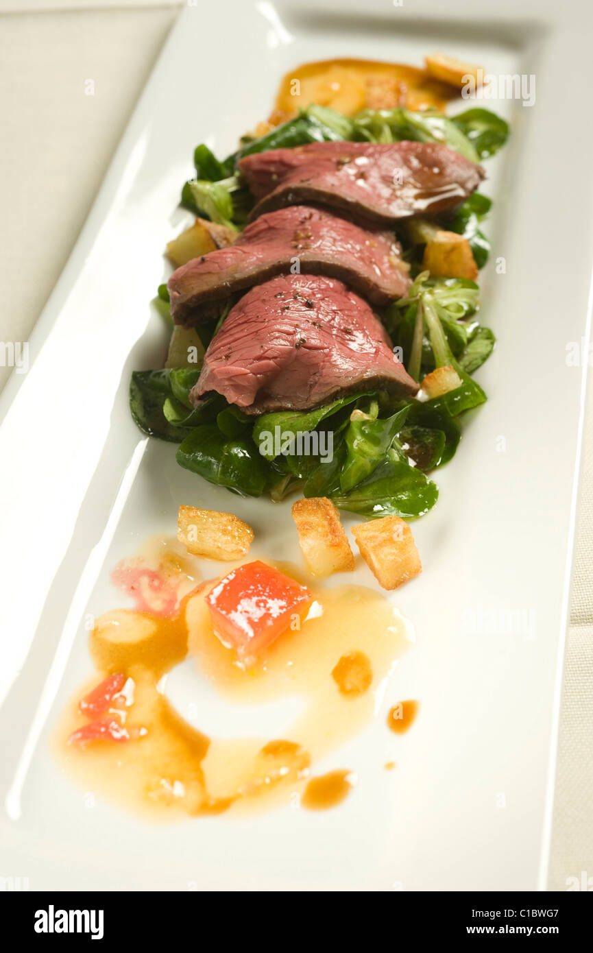 Beef tagliata with valeriana salad and potatoes, Langgenhof restaurant ...