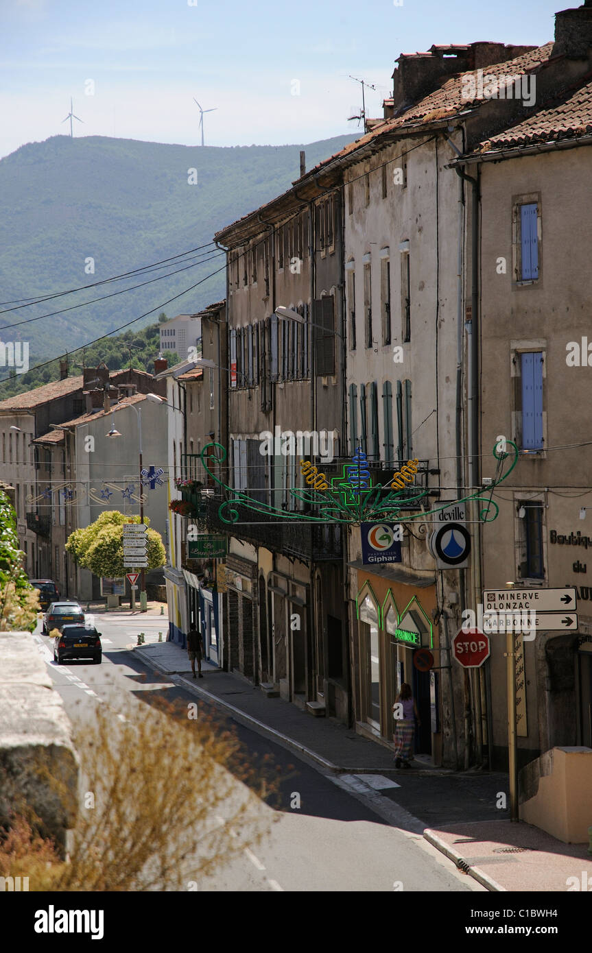 Town centre St Pons de Thomieres in the Haut Languedoc region of ...