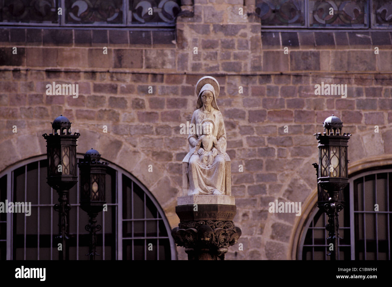 Spain, Catalonia, Barcelona, detail of an inside courtyard near the ...
