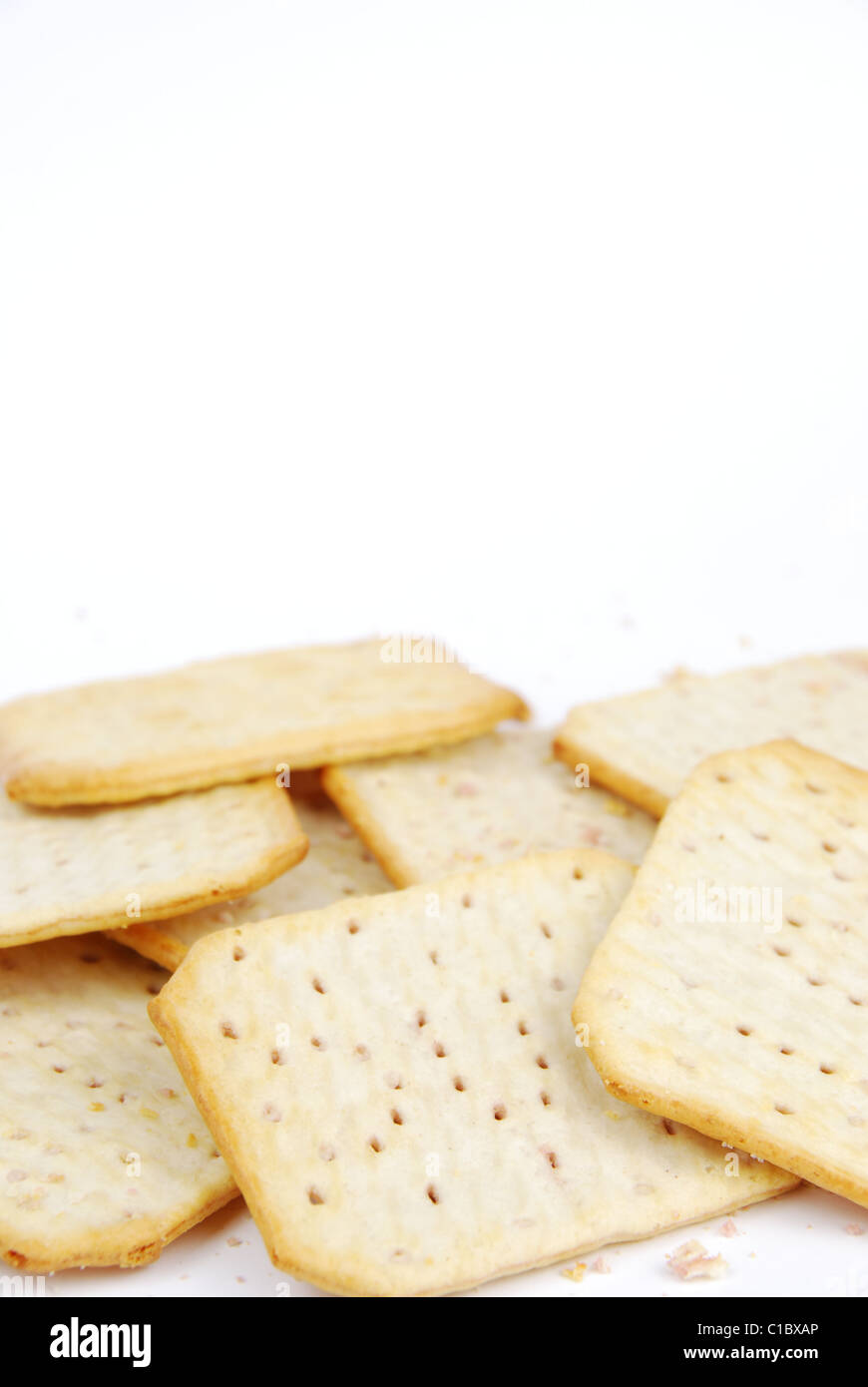 rectangular cheese crackers on white Stock Photo - Alamy