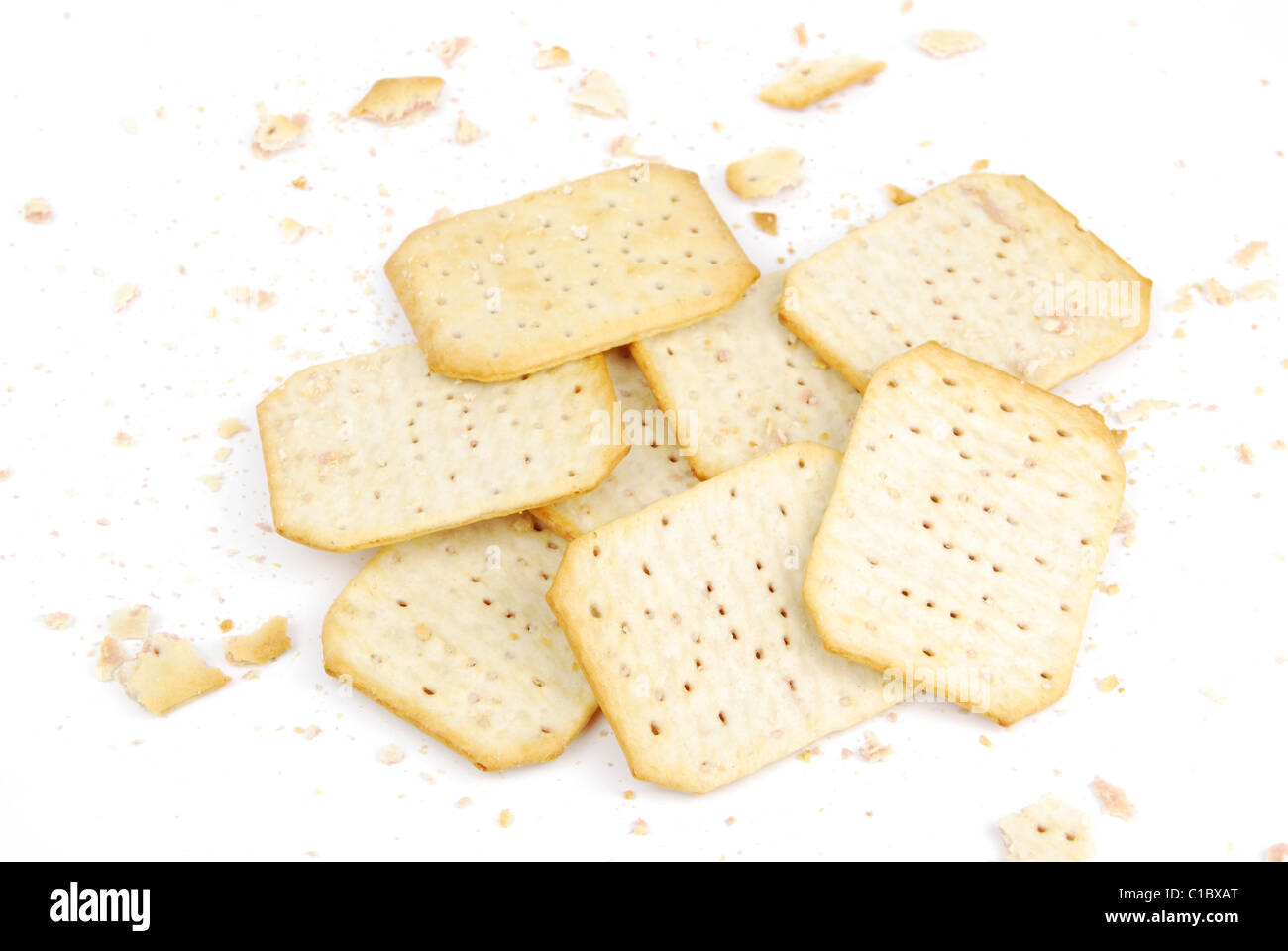 rectangular cheese crackers on white Stock Photo - Alamy