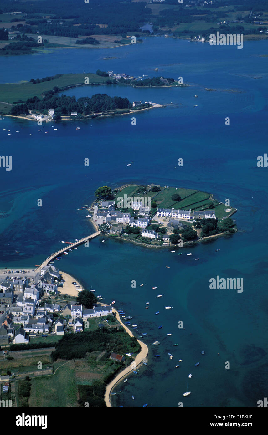 France, Morbihan, Saint Cado Island on the Etel river (aerial view ...