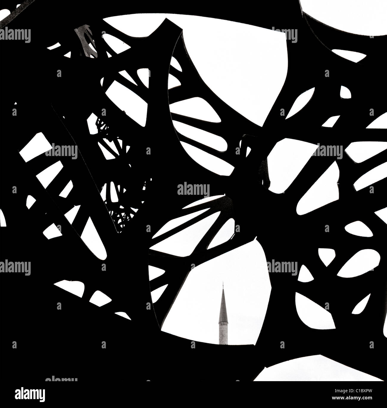 Modern abstract art and Islamic Mosque in Istanbul in Turkey in Middle ...