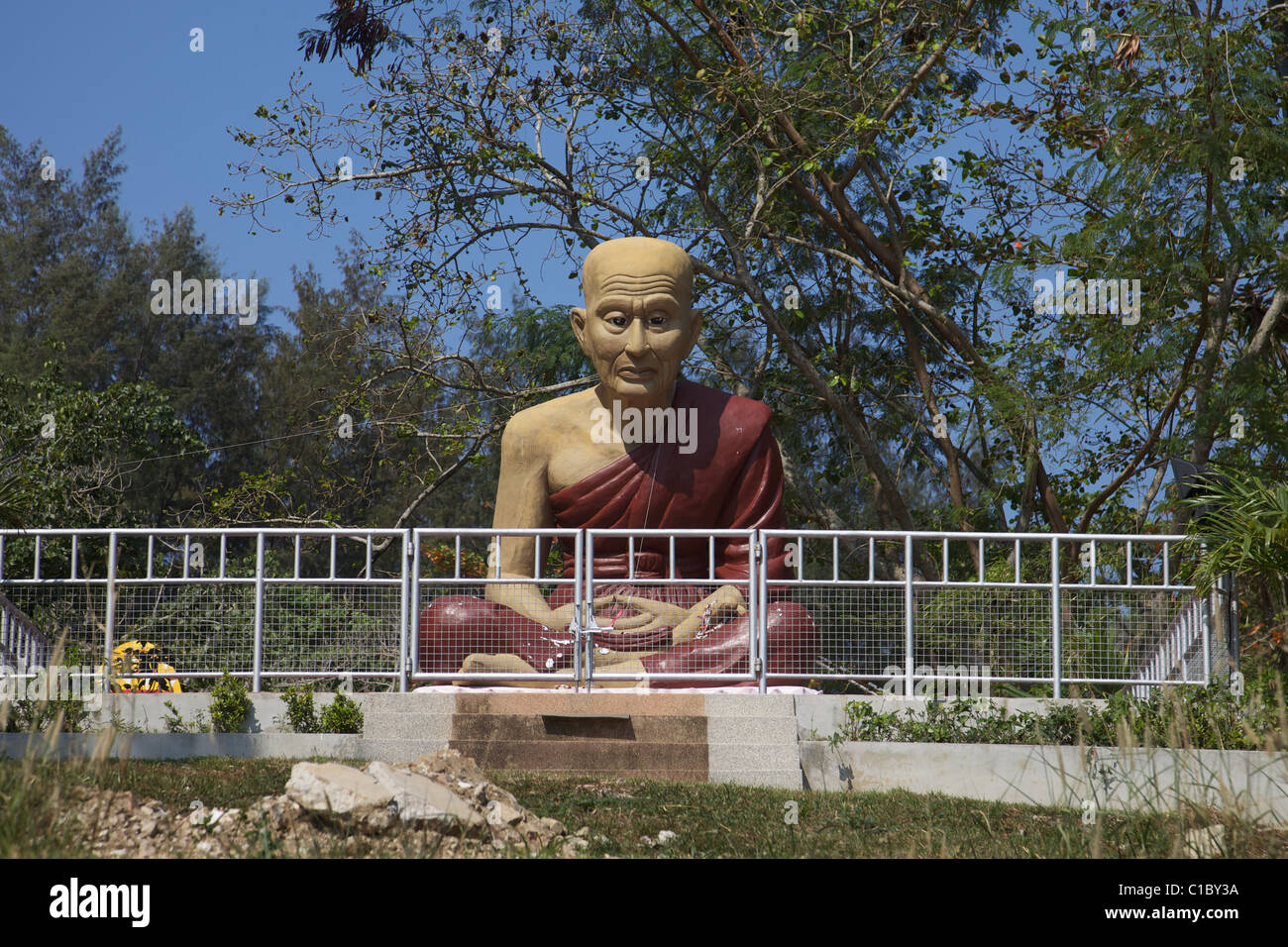 A statue of a monk at the temple Wat Nai Harn, Phuket Thailand Stock ...