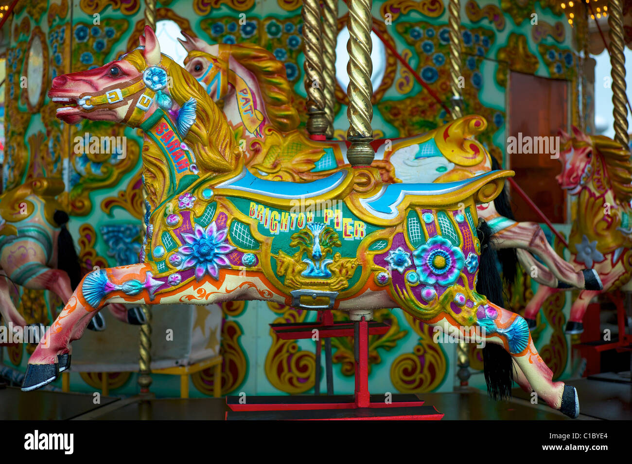Carousel Horses with the name of the horse and Brighton Pier Written on ...