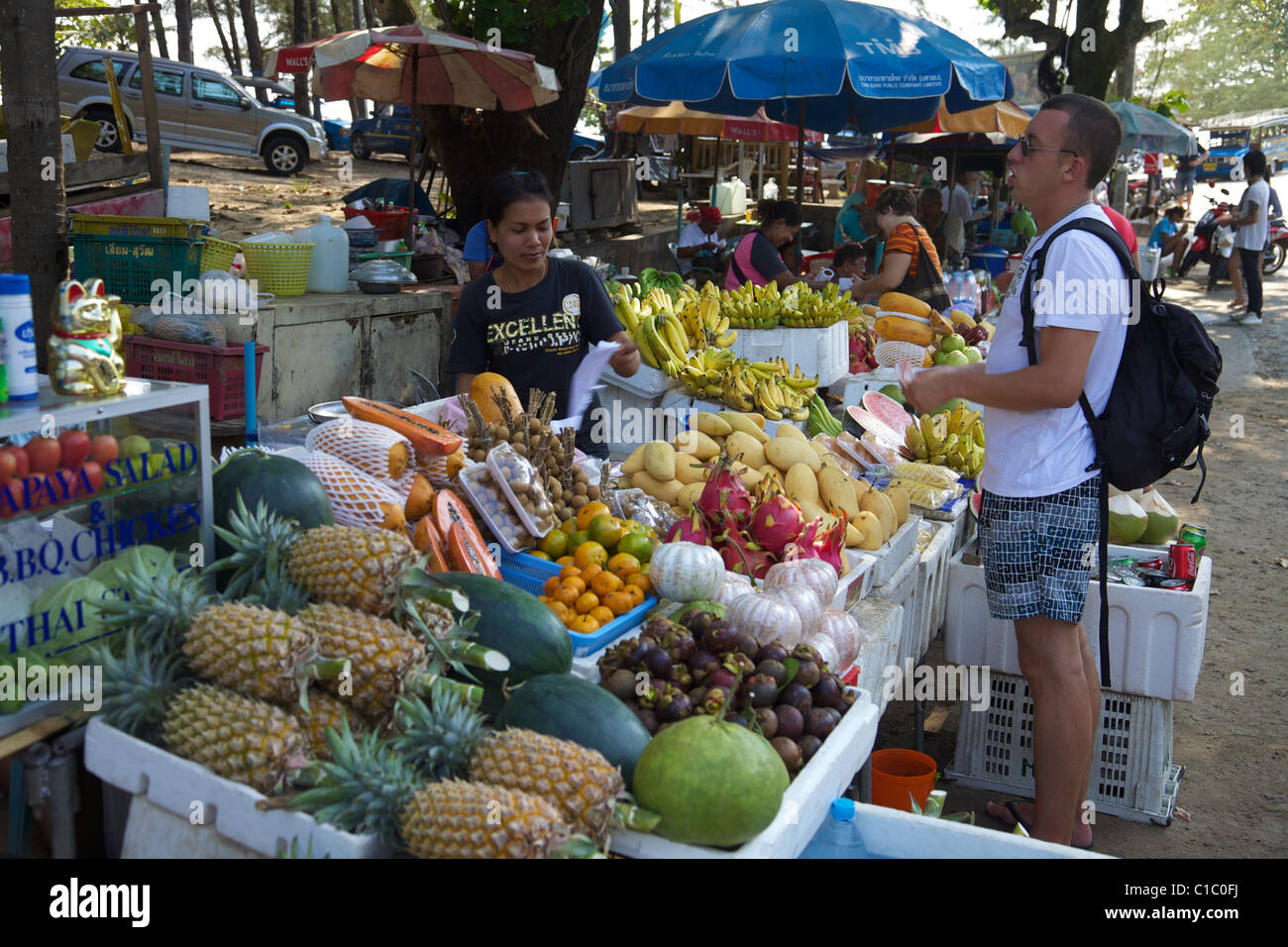 A fruit stall at Nai Harn beach,Phuket Thailand Stock Photo - Alamy