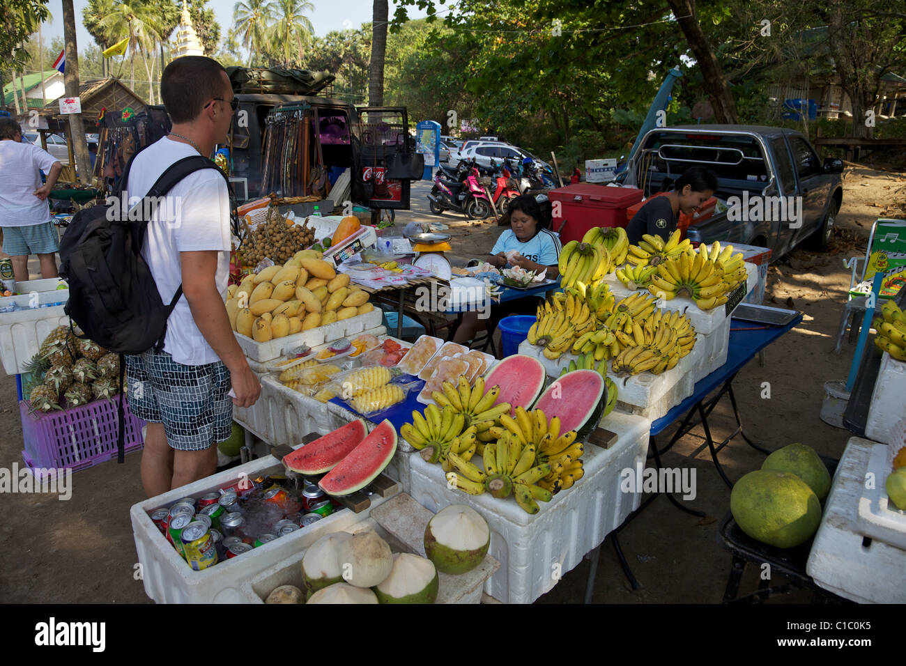A fruit stall at Nai Harn beach,Phuket Thailand Stock Photo - Alamy