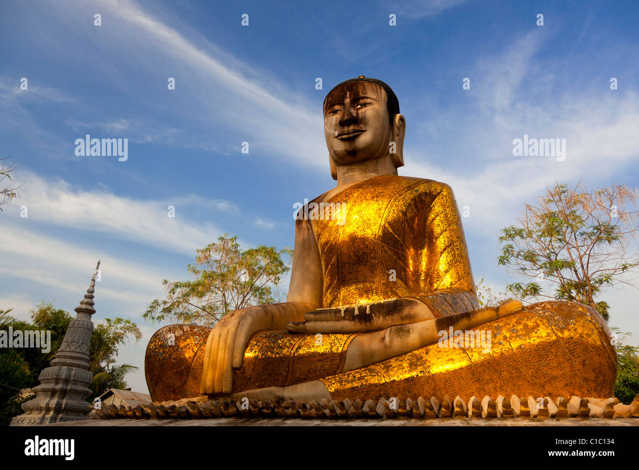 Gigantic golden Buddha statue - Kandal Province, Cambodia Stock Photo ...
