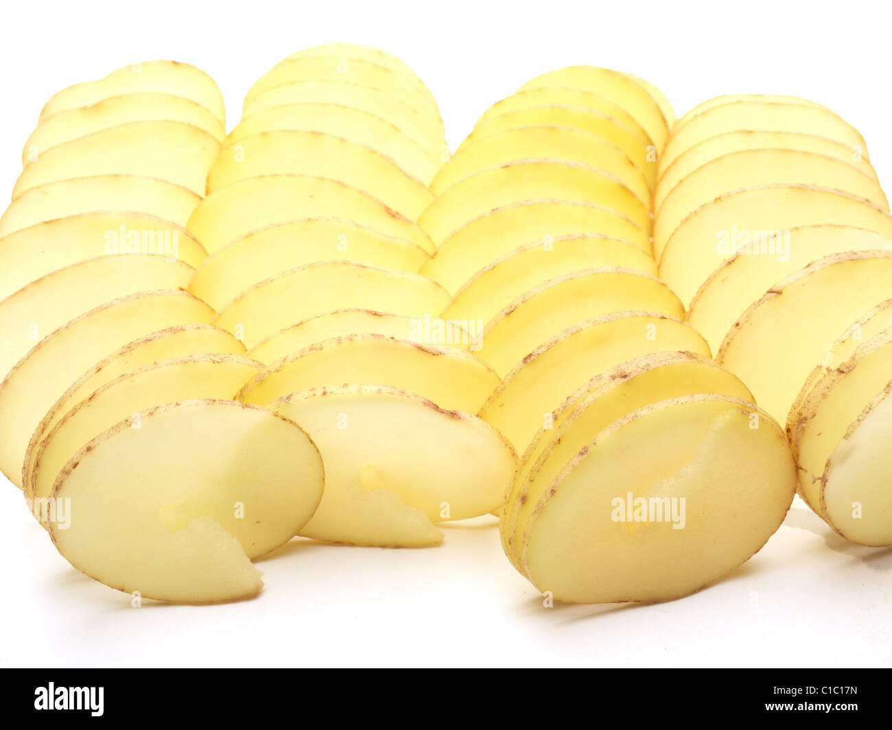 Raw potatoes cut in a spiral Stock Photo - Alamy