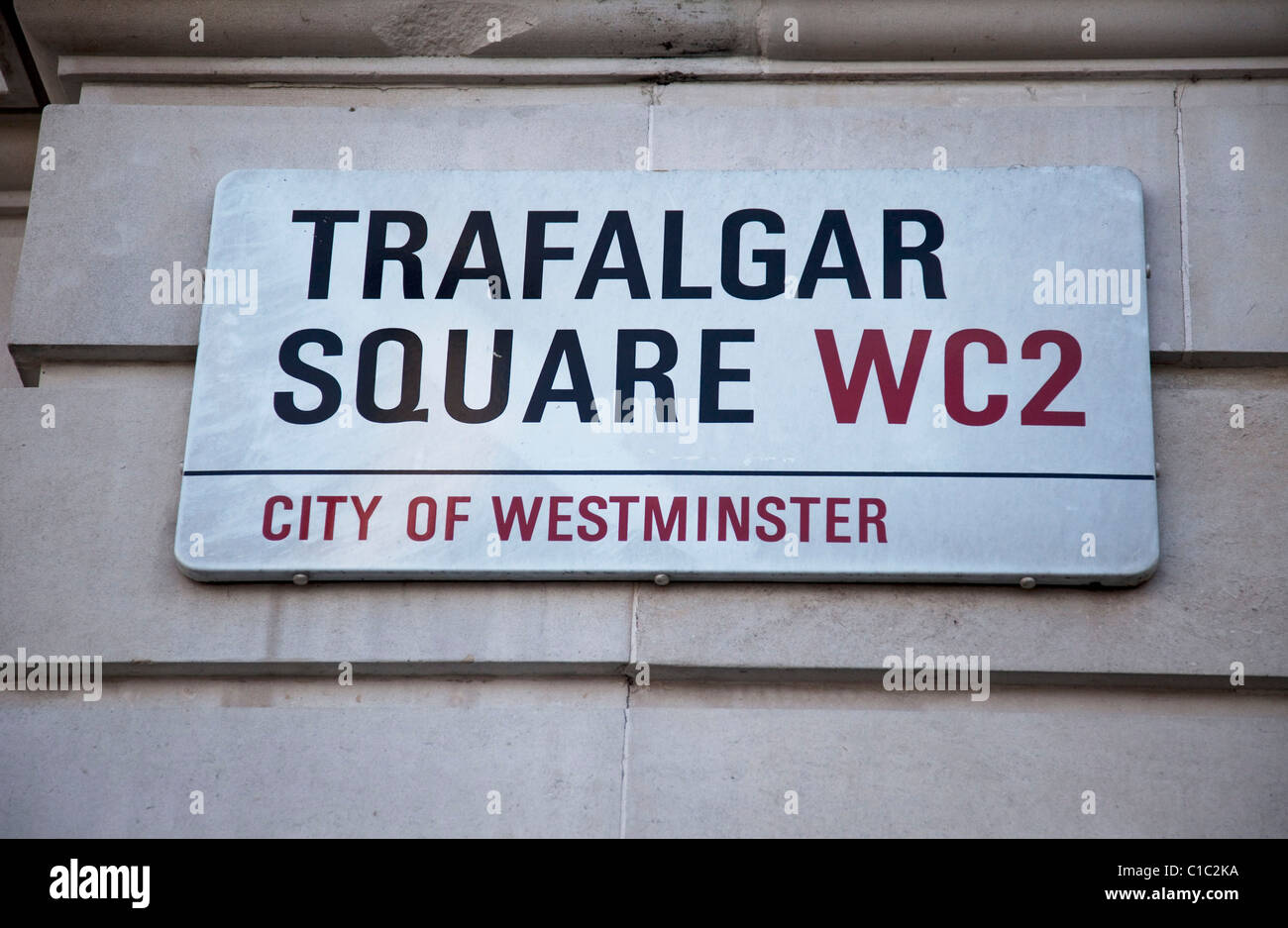 Trafalgar Square street sign. London Stock Photo - Alamy