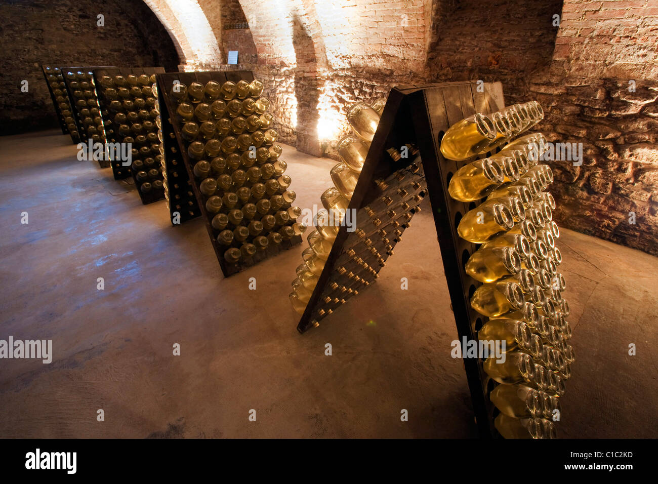 Bosca underground wine cathedral in Canelli, spumante bottles, Asti ...