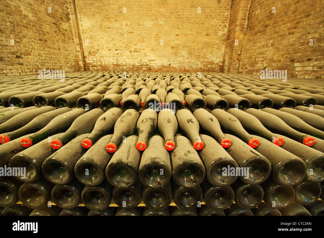 Bosca underground wine cathedral in Canelli,a bed of vintage bottles ...