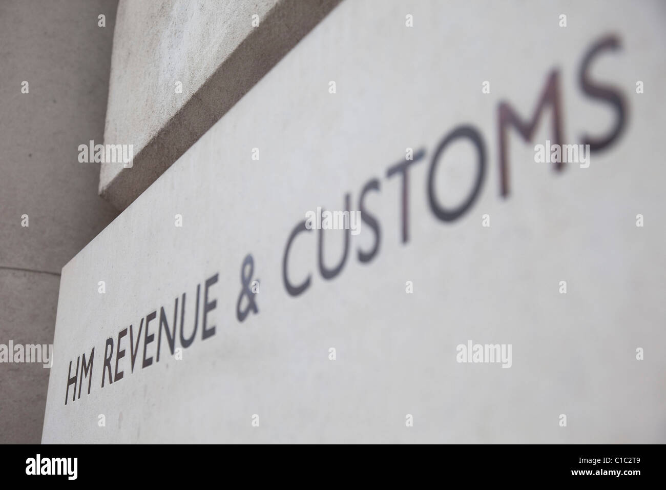 HMRC. Her Majesties Revenue & customs building sign. The home of tax ...