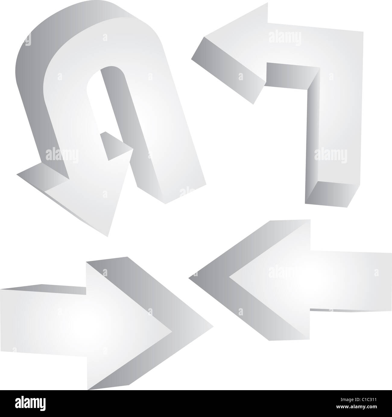 Gray 3d arrow icons on white background Stock Photo - Alamy