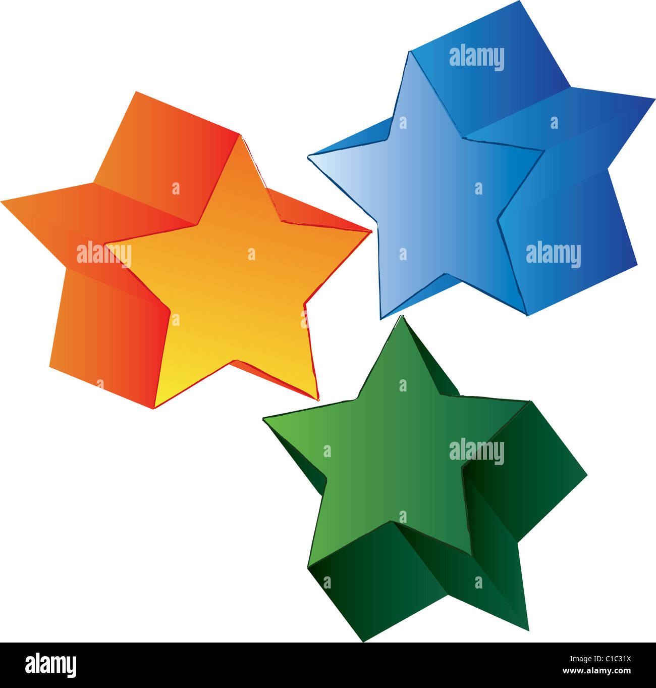 Colorful 3d star icons on white background Stock Photo - Alamy