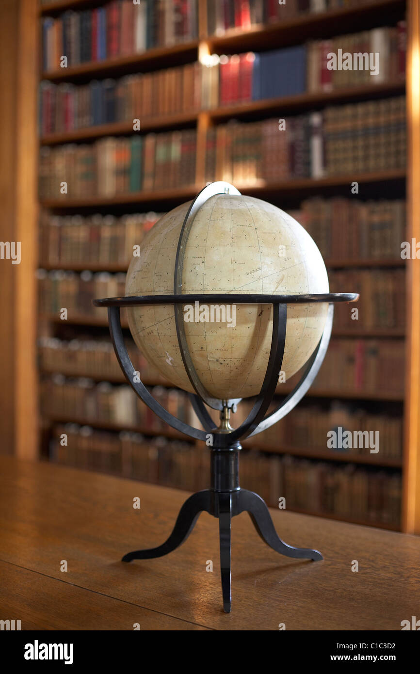 globe in old private library Stock Photo - Alamy