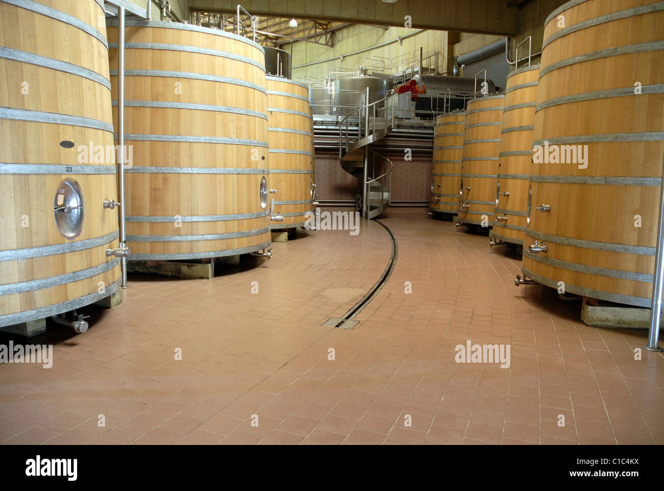 large oak vats in a modern winery Stock Photo - Alamy